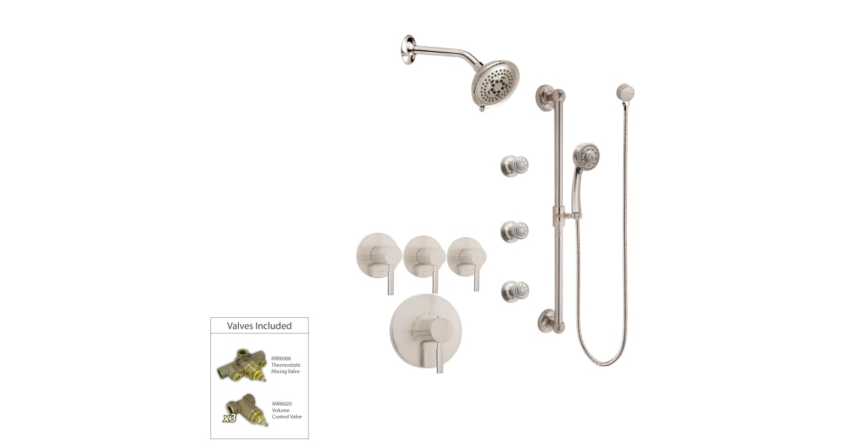 Mirabelle MIREDCST3VSH3B-BN Luxury Shower System: Includes | Build.com
