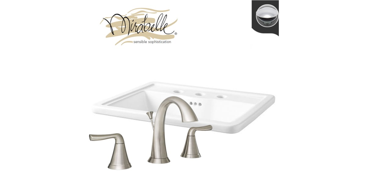 Mirabelle MIRKW458A/MIRWSPR800-BN 23" Drop-In Acrylic Bathroom Sink ...