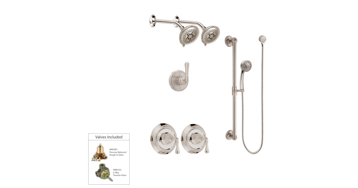 Mirabelle MIRKWCS2AD2SH-BN Luxury Shower System: Includes 2 Multi ...