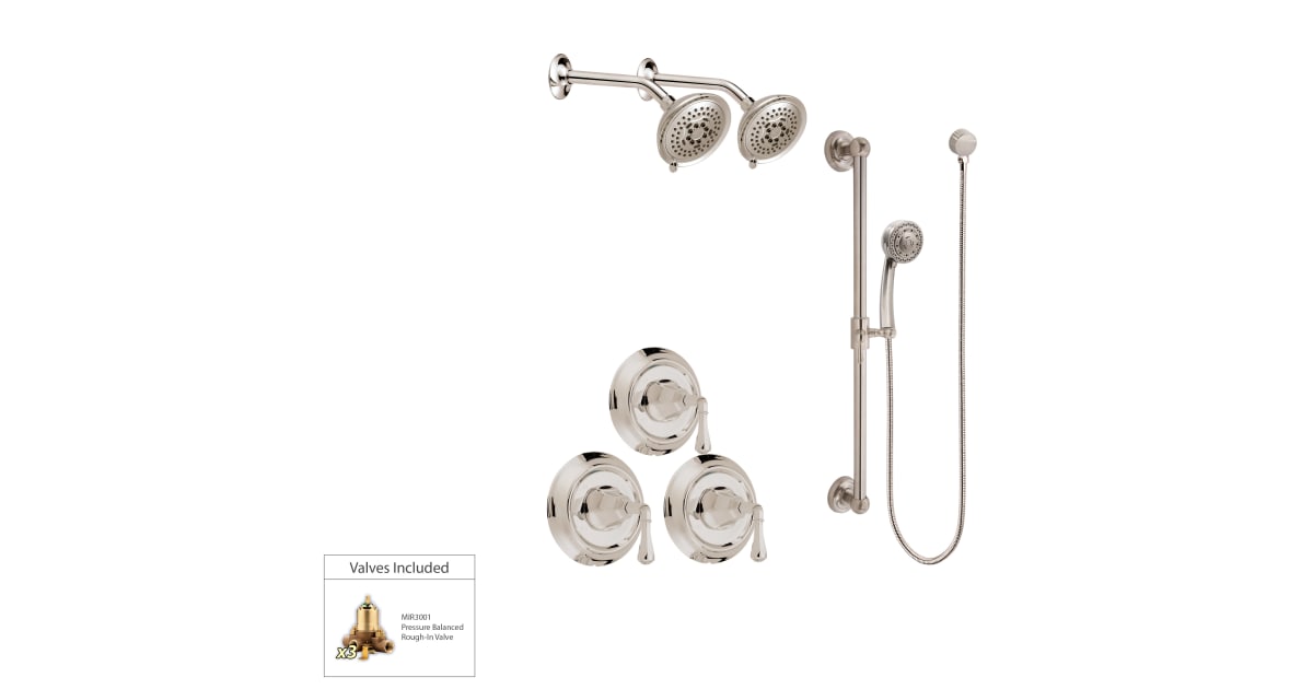 Mirabelle MIRKWCS3A2SH-BN Luxury Shower System: Includes 2 Multi ...