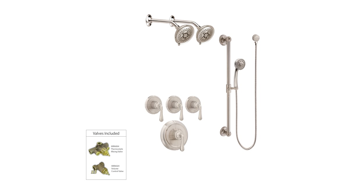 Mirabelle MIRKWCST3V2SH-BN Luxury Shower System: Includes 2 Multi ...