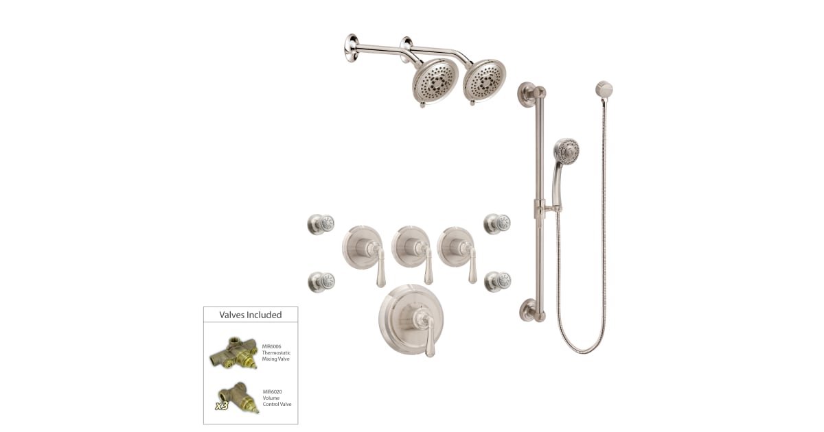 Mirabelle MIRKWCST3VSH4B-BN Luxury Shower System: Includes Two Multi ...