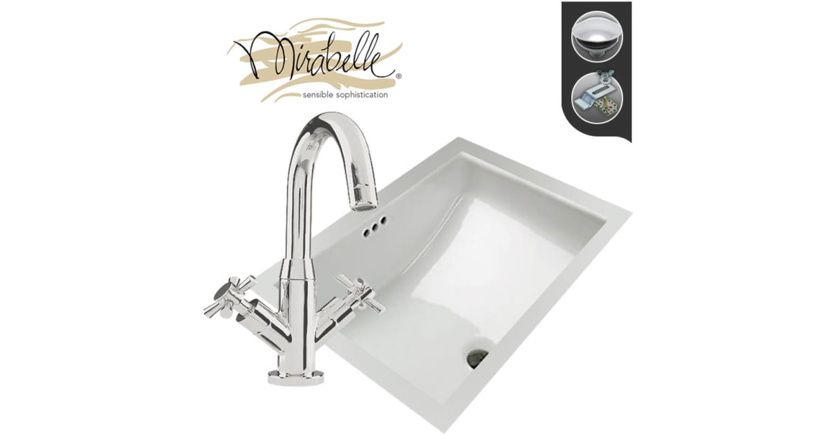 Mirabelle MIRU1812/MIRWSML102-BN 21" Undermount Acrylic Bathroom Sink ...