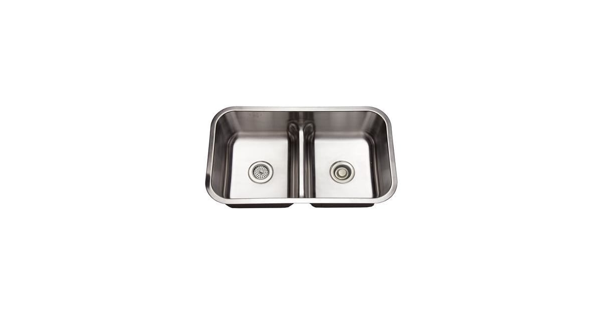 Mirabelle MIRURB3219 32" Double Basin Stainless Steel Kitchen Sink with ...
