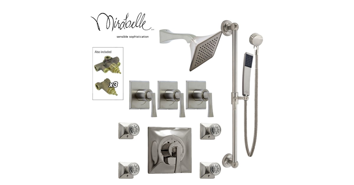 Mirabelle SQ-SHHS4BS-BN Luxury Shower System: Includes Shower Head ...