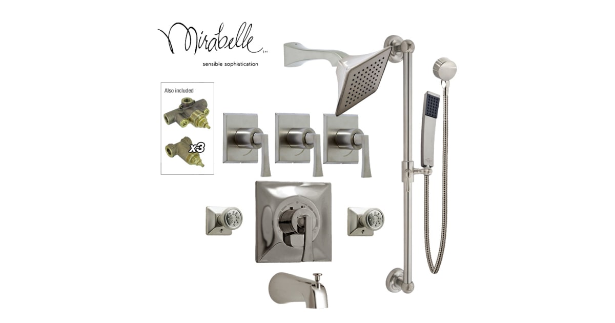 Mirabelle SQ-SHHSTS2BS-BN Luxury Shower System: Includes Shower Head ...