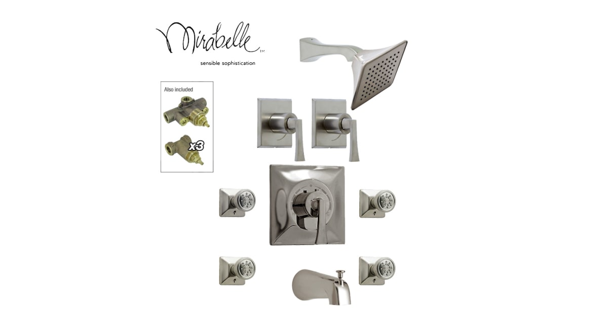 Mirabelle SQ-SHTS4BS-BN Luxury Shower System: Includes Shower Head, 4 ...