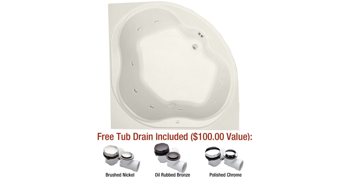Mirabelle MIRW6060LBS 60" Drop-In Whirlpool Tub with Reversible Drain ...