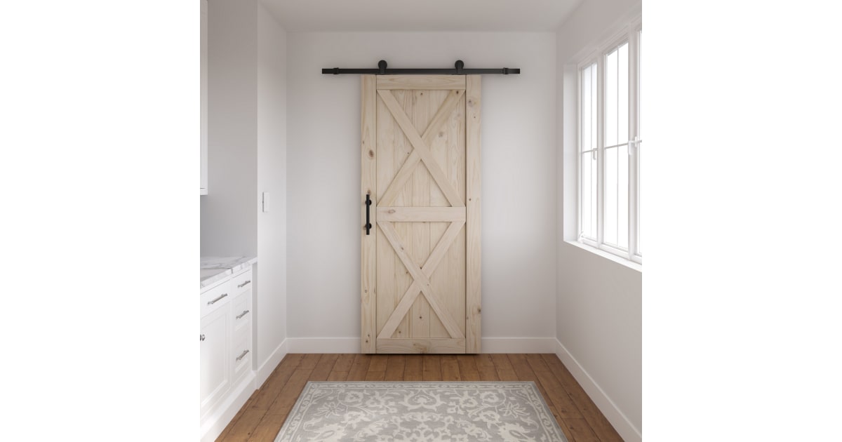 Miseno MBD7036UNFIN 36" x 84" Unfinished Pine Double X-Brace Barn Door ...