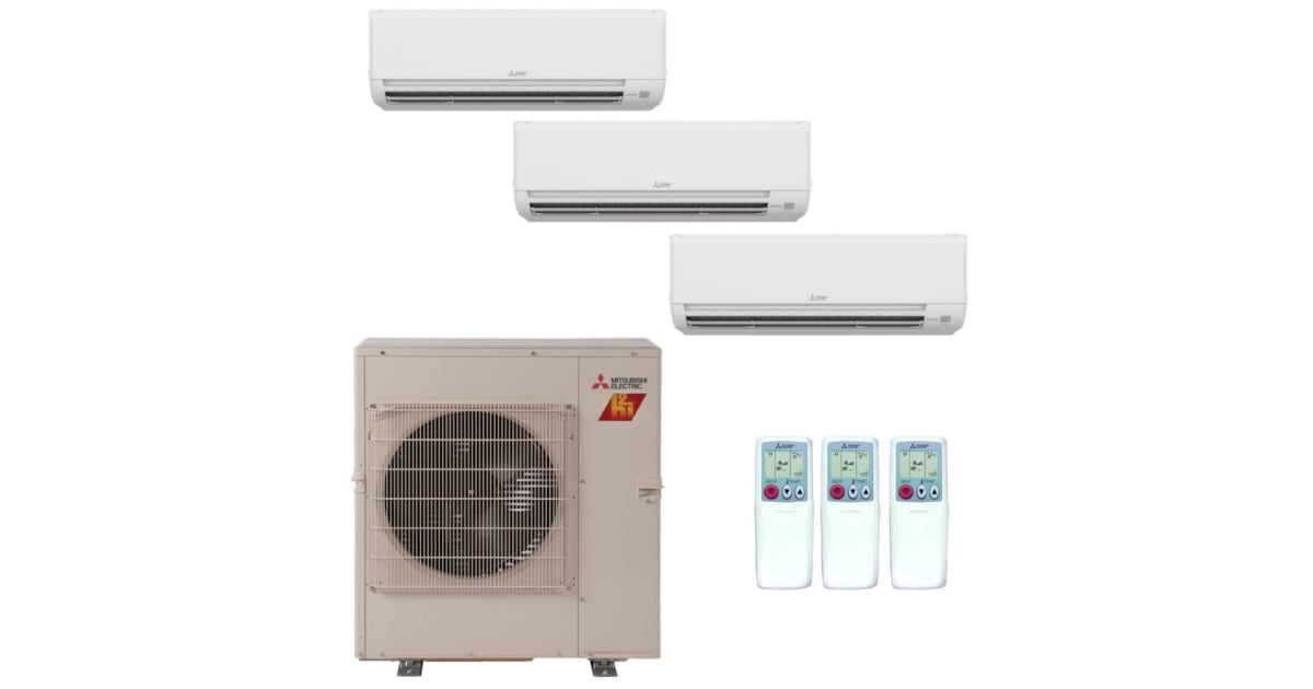 Mitsubishi MXZ-3C30NAHZ3 MSZ-GS09 MSZ-GS12 MSZ-GS15 23.6K BTU Cooling ...