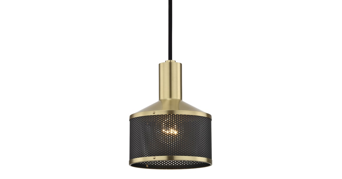 Mitzi H119701-AGB/BK Yoko Single Light 6" Wide Mini Pendant with ...