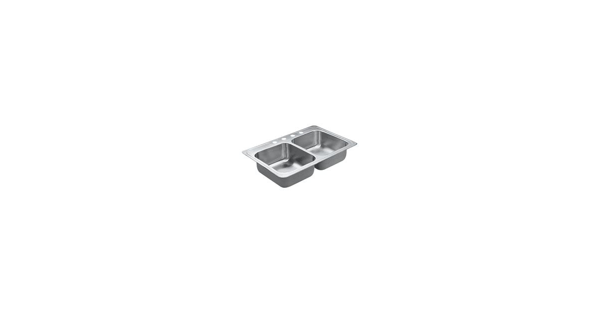 Moen 22867 33" x 22" Double Basin Stainless Steel Kitchen Sink from the ...