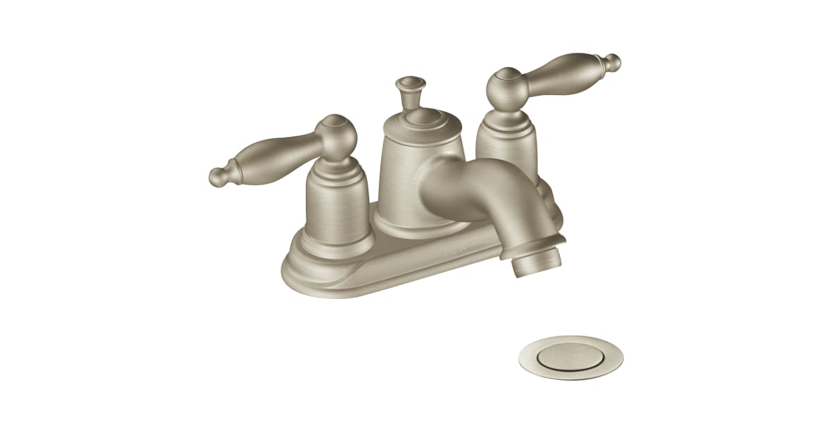 Moen 4938BN Double Handle Centerset Lavatory Faucet with Metal Lever ...