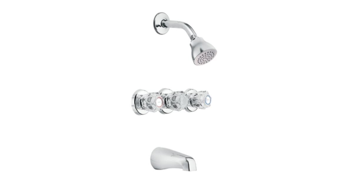 Moen 83267 Triple Handle Tub and Shower Valve Trim Kit with Single ...