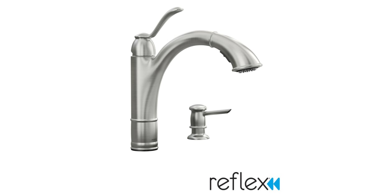 Moen 87045MSRS Pullout Spray Kitchen Faucet with Soap Dispenser and ...