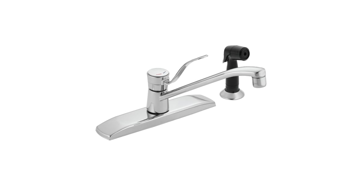 Moen 8720 Single Handle Kitchen Faucet with Black Side Spray from the M ...