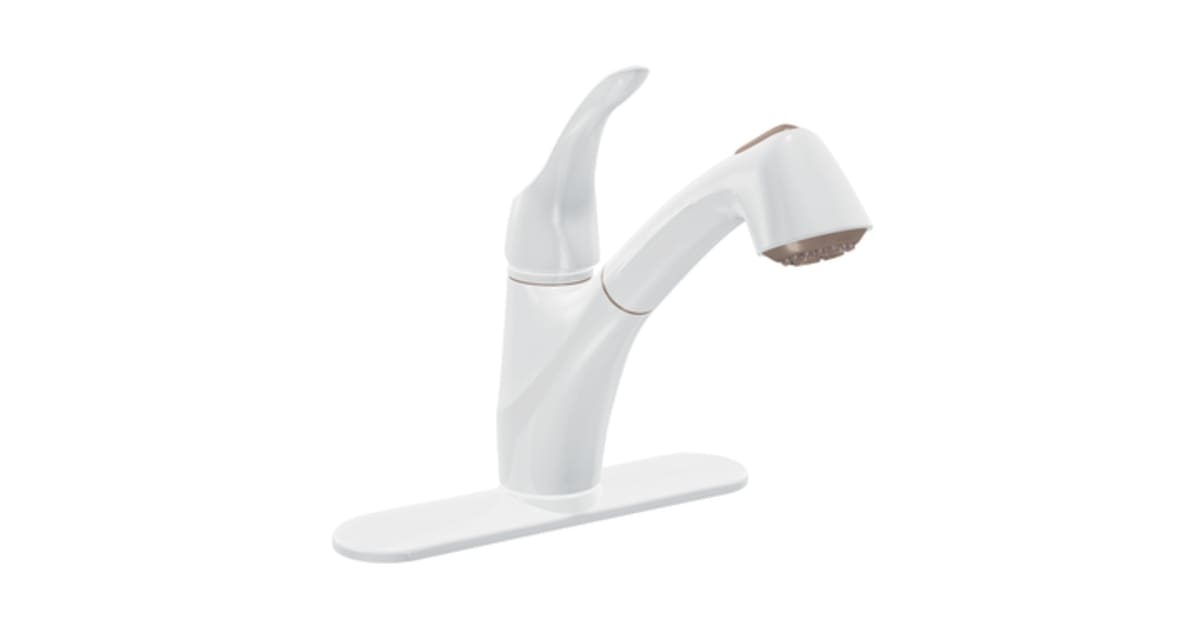 Moen 87666W Traditional One Handle Lever with Pullout Spout and ...