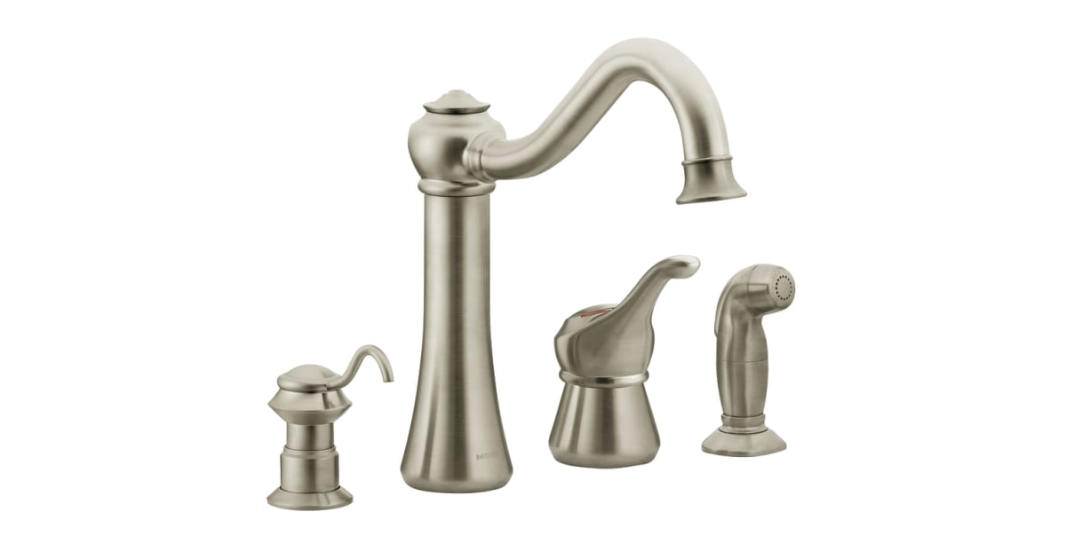 Moen 87770SL Single Handle Kitchen Faucet with Side Spray and Soap ...