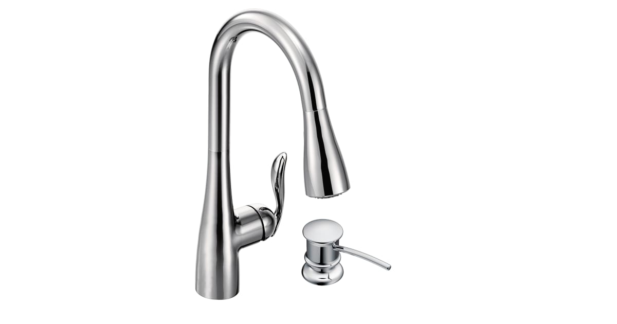 Moen 7594C-3944C Single Handle Pulldown Spray Kitchen Faucet with Soap ...