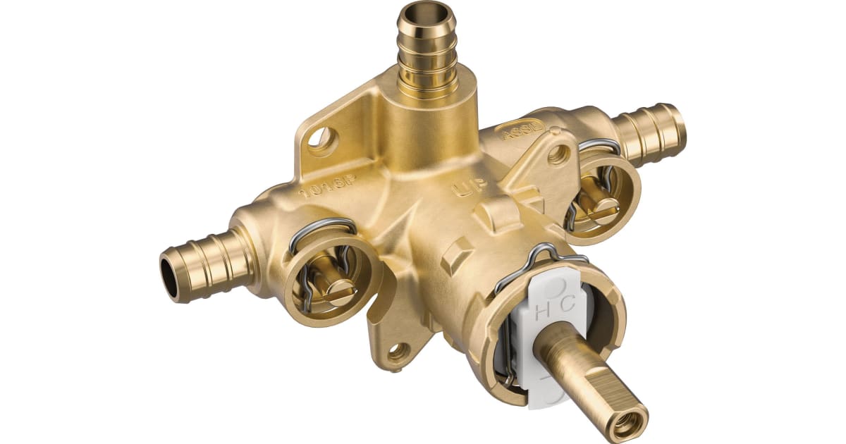 Moen 2326PF M-Pact 3 Port Posi-Temp 1/2" Crimp Ring PEX Connection ...