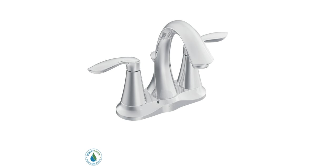 Moen 66410 Eva Double Handle Centerset Bathroom Faucet - Pop-Up Drain ...