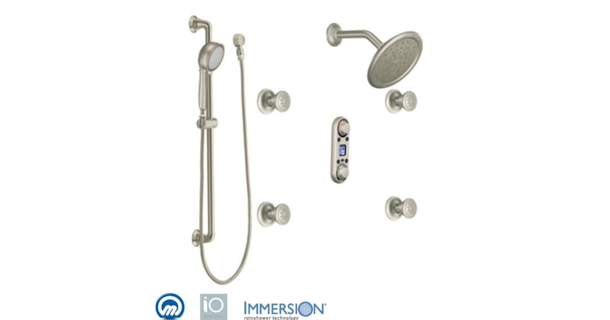 Moen 795BN Vertical Spa with Shower Head, 4 Body Sprays, Hand Shower ...