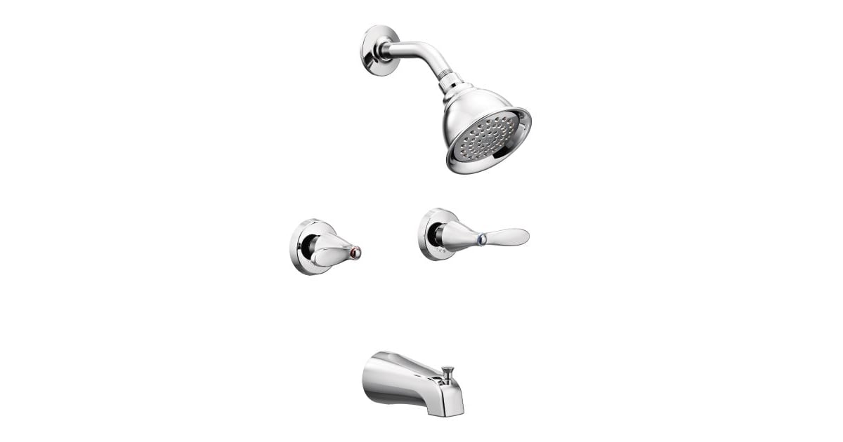 Moen 82602 Adler Double Handle Traditional Tub and Shower Trim Package ...