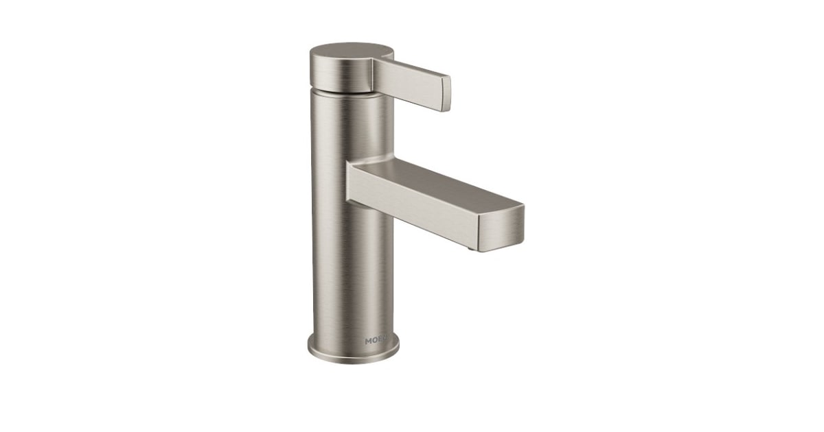 Moen 84774SRN Beric 1.2 GPM Single Hole Bathroom Faucet with Push Pop ...