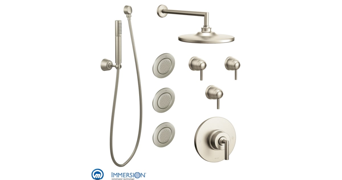 Moen 996BN Thermostatic Shower System with Rain Shower, 3 Volume ...