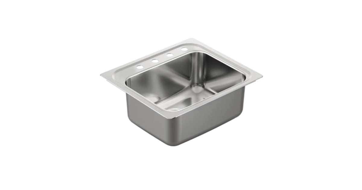 Moen G181974 25" Single Basin Drop In 18-Gauge Stainless Steel Kitchen ...