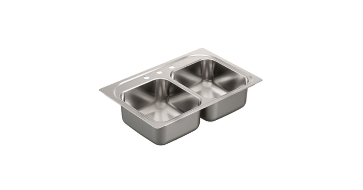 Moen G182133 33" Double Basin Drop In 18-Gauge Stainless Steel Kitchen ...