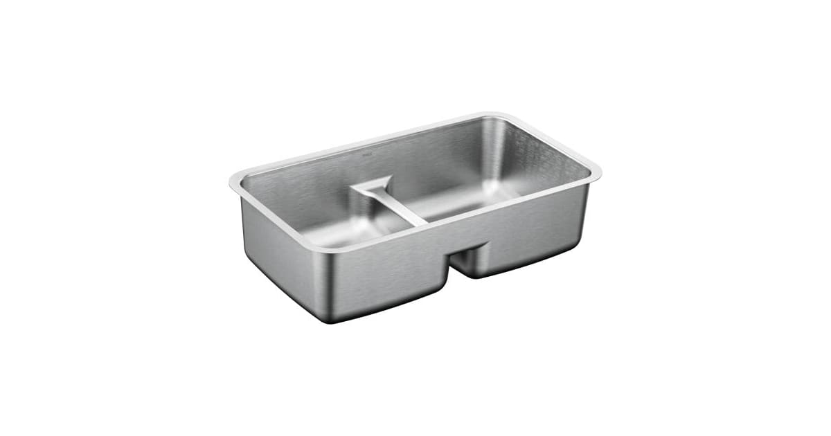 Moen G18252 1800 Series 32-1/2" Double Basin Undermount Stainless Steel ...