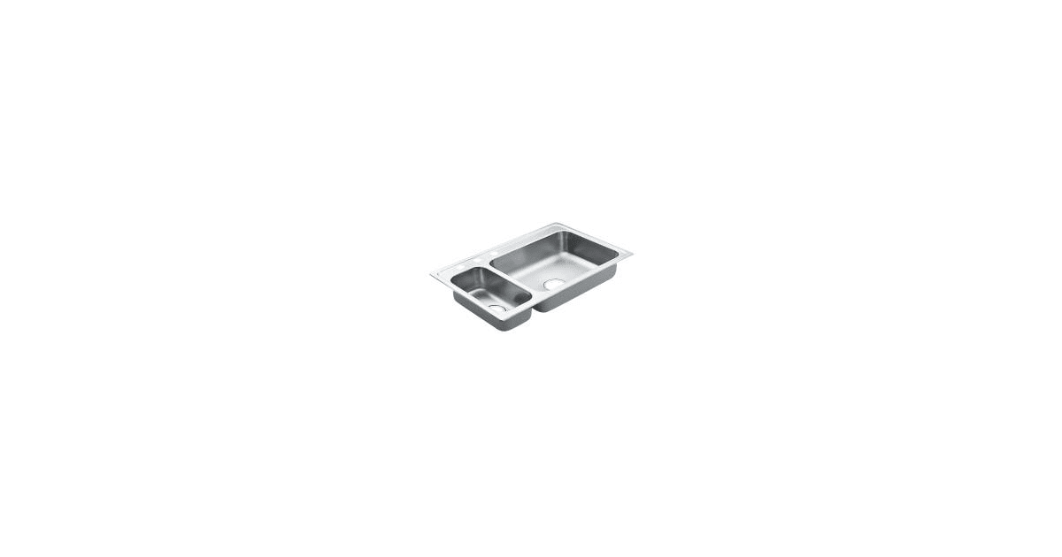 Moen G202853 2000 Series 33" Double Basin Undermount Kitchen Sink with ...