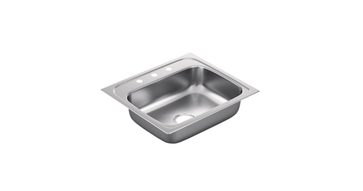 Moen G221983 25" Single Basin Drop In 22-Gauge Stainless Steel Kitchen ...
