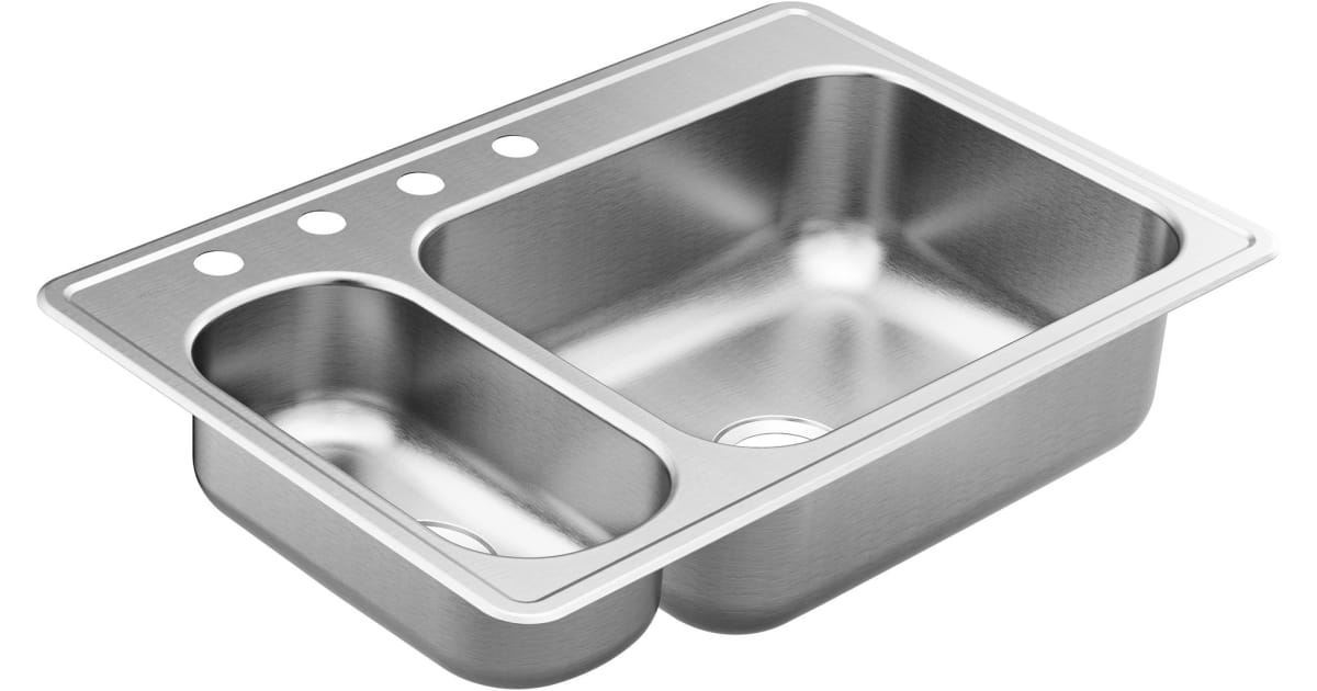 Moen GS202864Q 2000 Series 33" Drop In Double Basin Stainless Steel ...