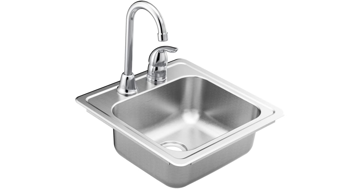 Moen KGS2045622BQ 2000 Series 15" Drop In Single Basin Stainless Steel ...