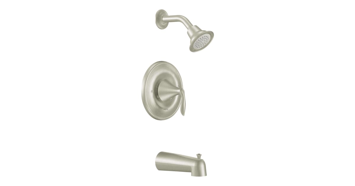 Moen WT2133EP/2510BN Eva Single Handle Posi-Temp Pressure Balanced Tub and Shower Trim with Eco ...