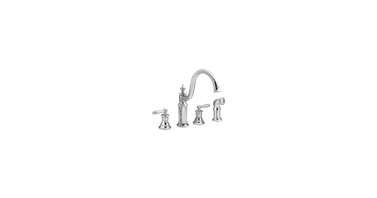 Moen CAS712 Double Handle Kitchen Faucet with Metal Lever Handles and ...