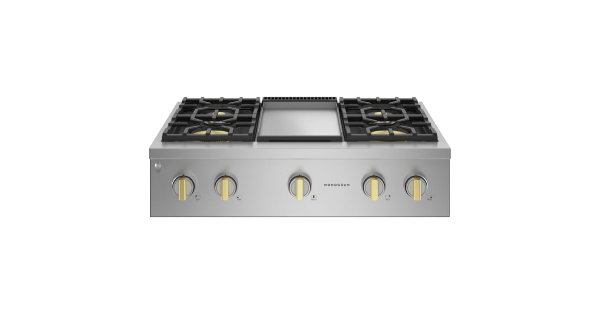 Monogram ZGU364NDTSS 36 Inch Wide Professional Natural Gas Rangetop ...