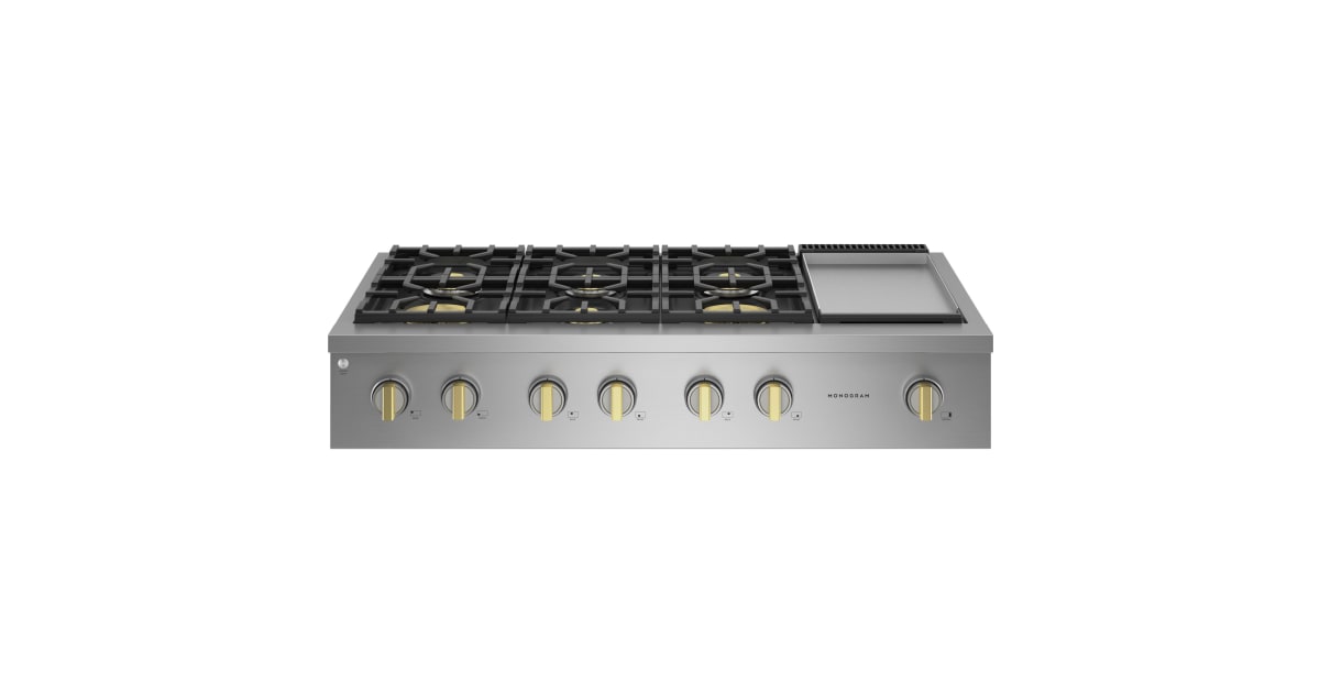 Monogram ZGU486NDTSS 48 Inch Wide Professional Gas Rangetop with 6 ...