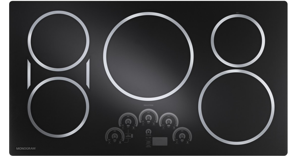 Monogram ZHU36RDJBB 36 Inch Wide 5 Burner Induction Cooktop with Glide ...