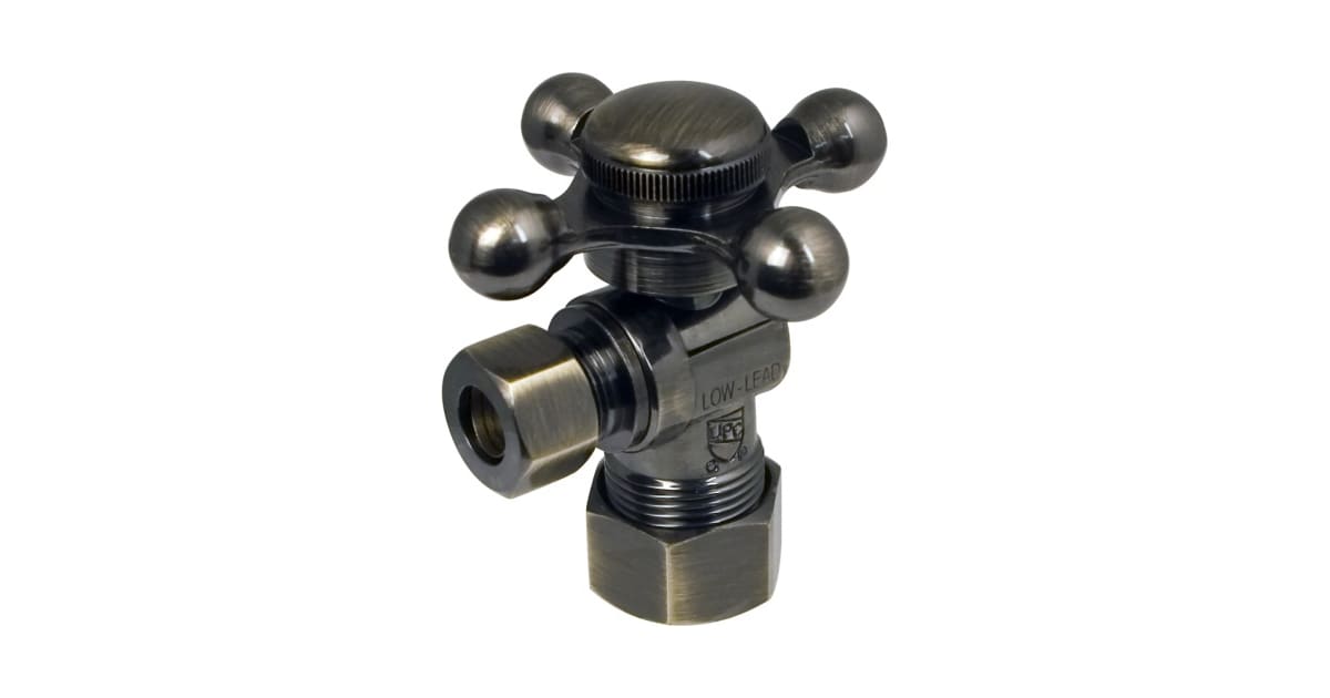 Monogram Brass MBX139035 5/8" Input Cross Handle Angle Stop Valve with ...