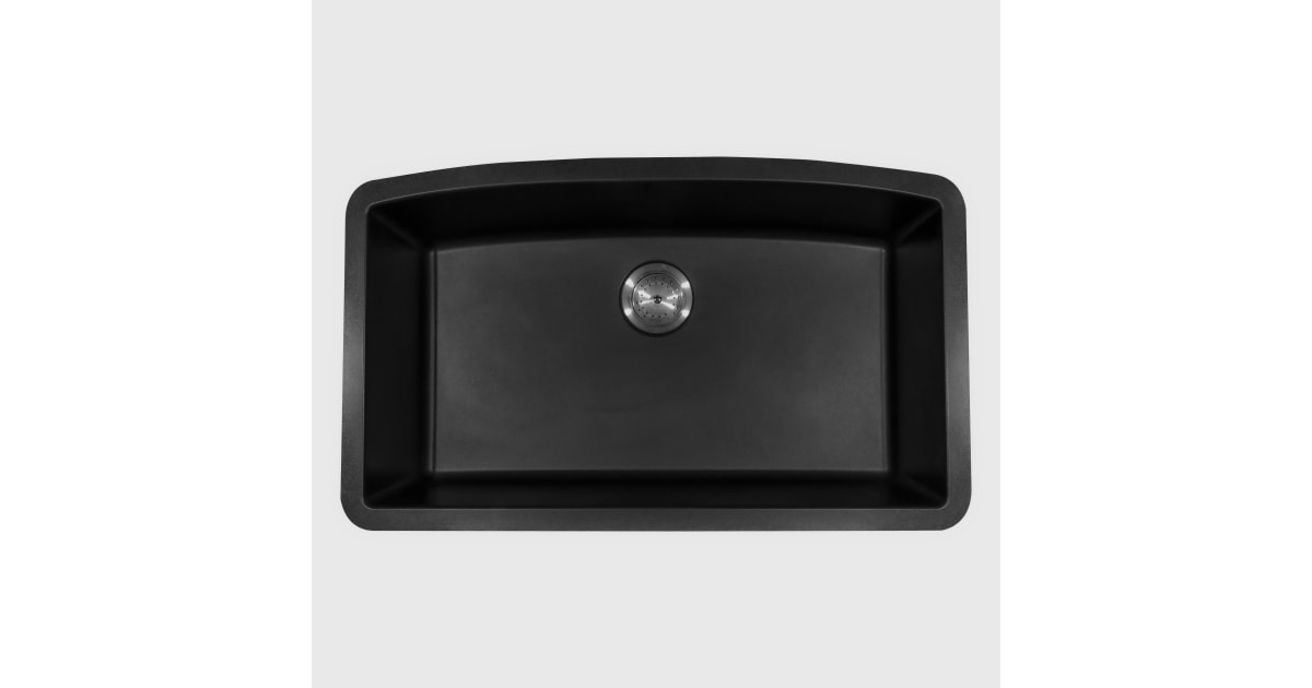 MSI SIN-QTZ-SINBWL-3219-BLK 32-1/2" Undermount Single Basin Quartz ...
