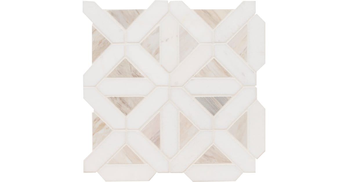 MSI SMOT-ANGORA-GEOP Angora Geometric Pattern 12" X 12" Polished Marble ...