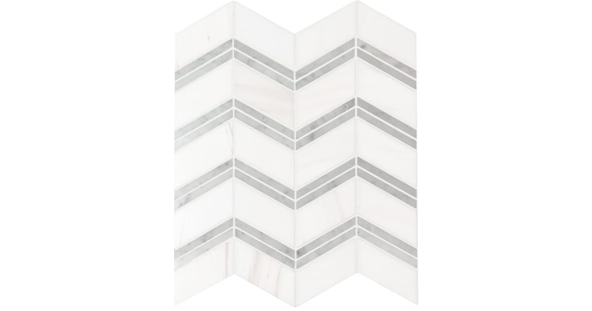 MSI SMOT-BIANDOL-CHEP Bianco Dolomite Chevron 12" X 12" Polished Marble ...