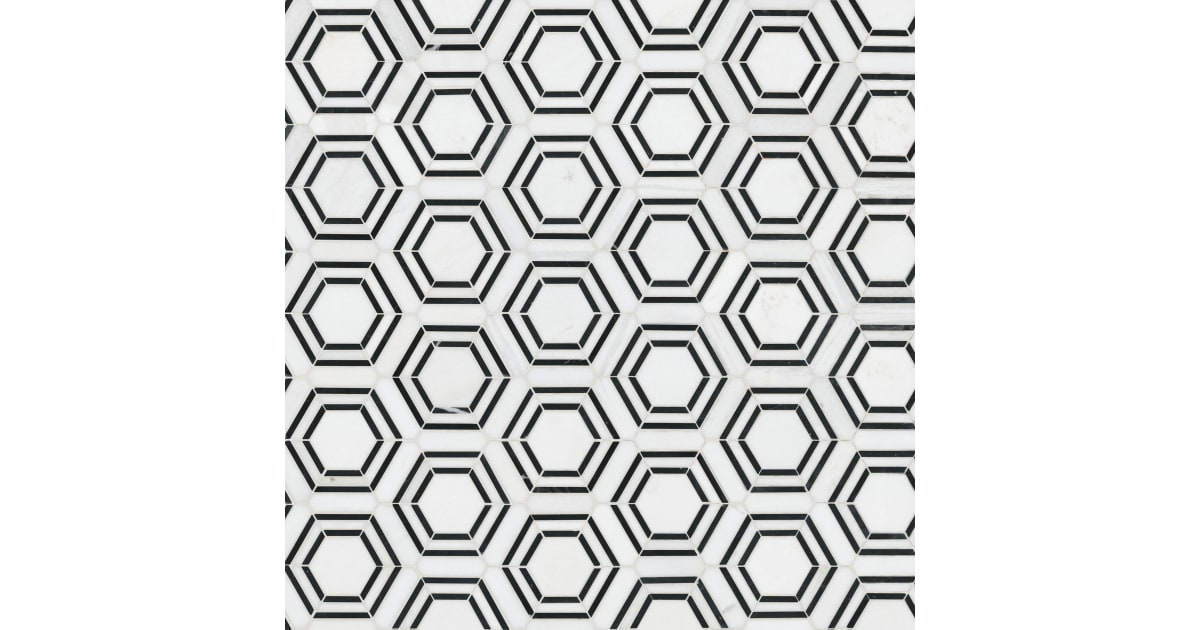 MSI SMOT-GEORAMA-NEROP 13" x 11" Hexagon Mosaic Sheet - Polished Marble ...