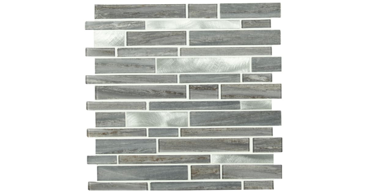 MSI SMOT-GLSMTIL-BIM4MM 12" x 12" Linear Mosaic Backsplashes Tile ...