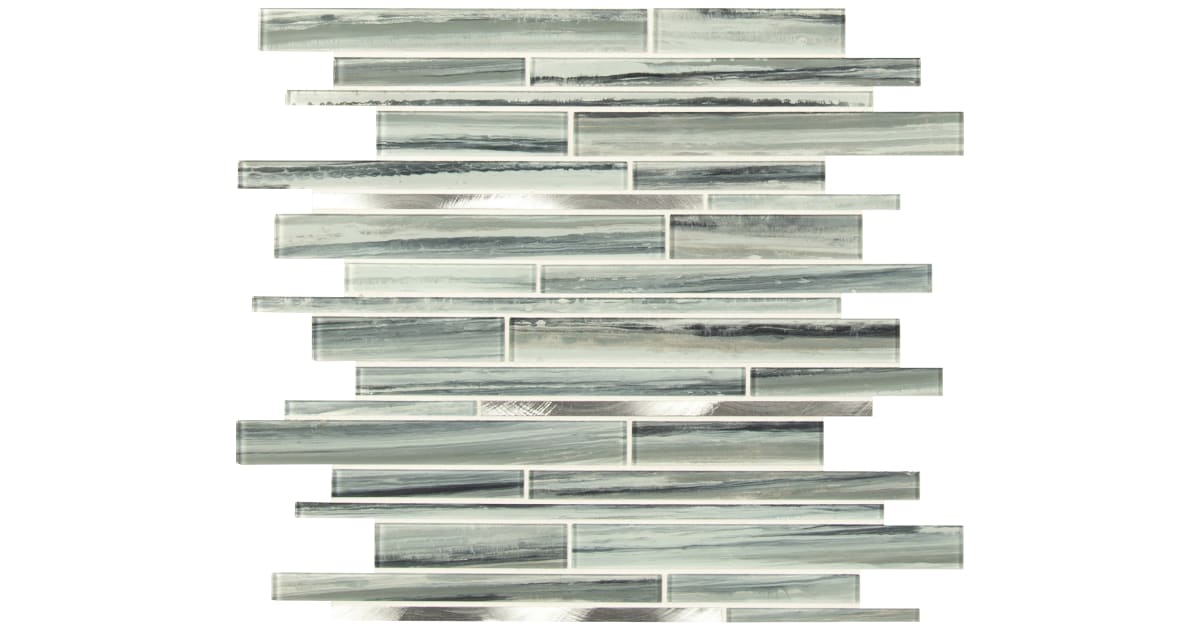 MSI SMOT-GLSMTIL-SEAGLA4MM 12" x 12" Linear Mosaic Backsplashes Tile ...
