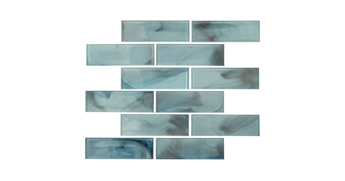 MSI SMOT-GLSST-BLUSHI6MM Blue Shimmer 2" x 6" Rectangle Brick Wall ...