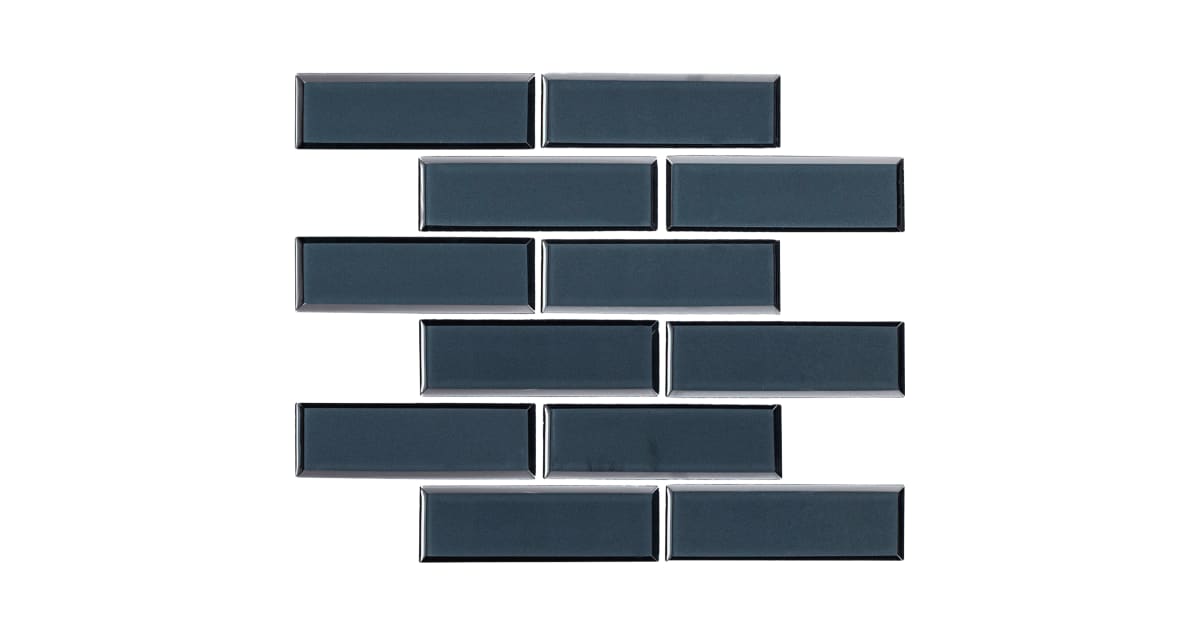 MSI SMOT-GLSST-VAGBLUBEV6MM Beveled Glass 12" x 12" Rectangle Brick ...
